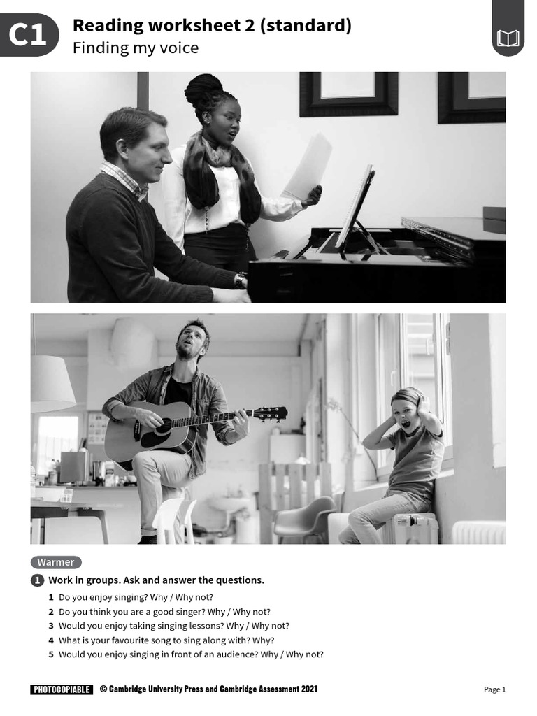 C1 Advanced Reading Worksheet 2 | PDF | Singing | Vocal Pedagogy