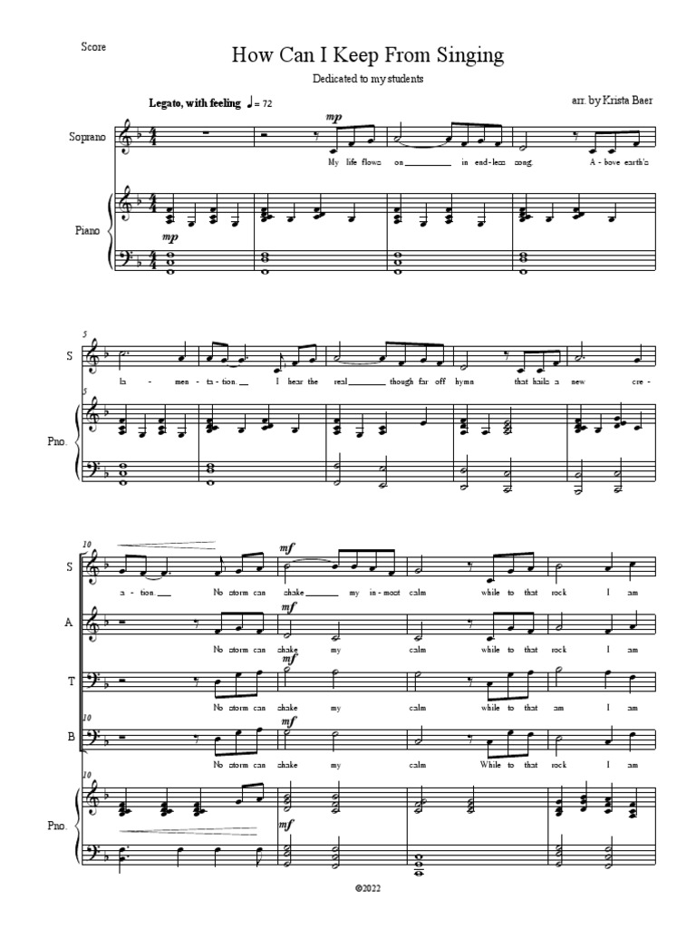 How Can I Keep From Singing Satb Pdf