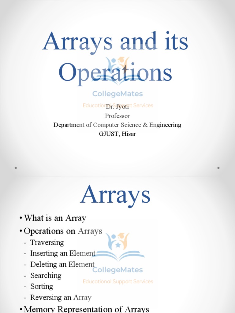 Arrays | PDF | Matrix (Mathematics) | Applied Mathematics Arrays | PDF | Matrix (Mathematics) | Applied Mathematics