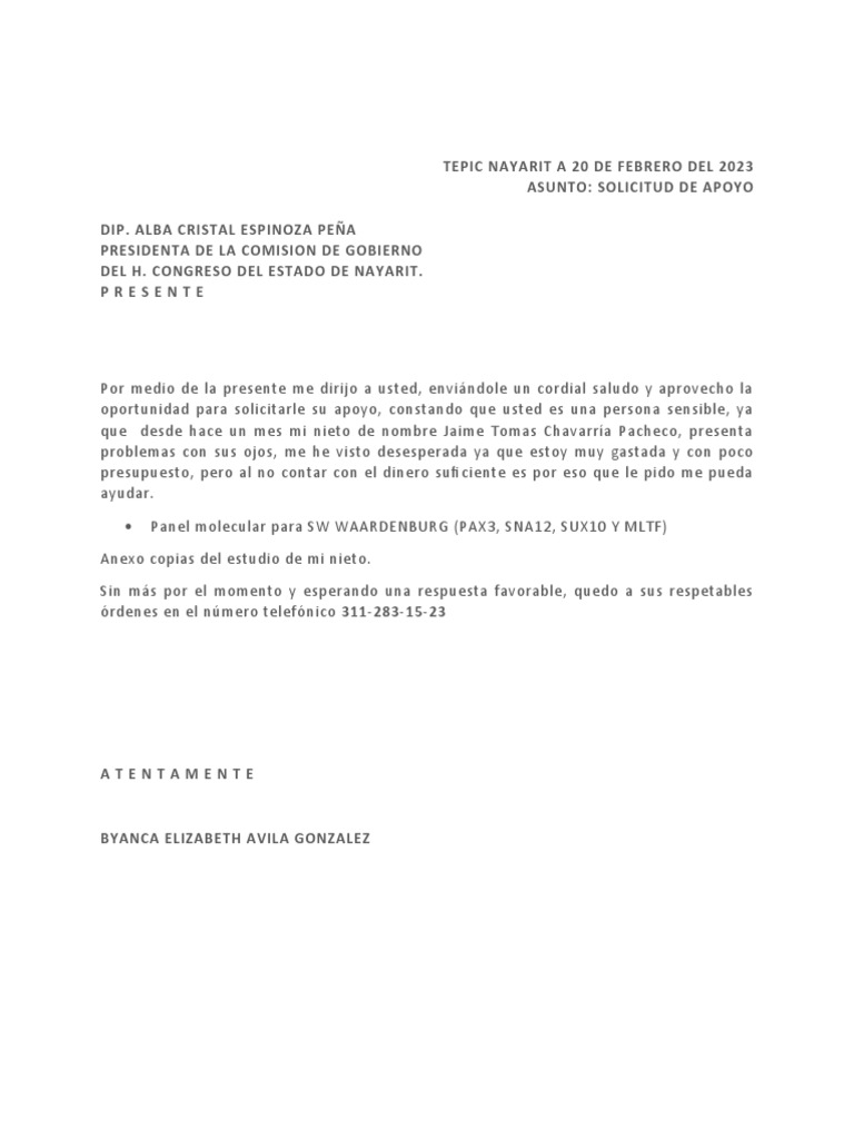 Oficio Solicitud Presidencia Pdf