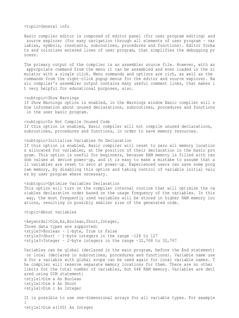 8085 Basic Compiler Reference Manual | PDF | Subroutine | Variable (Computer Science)