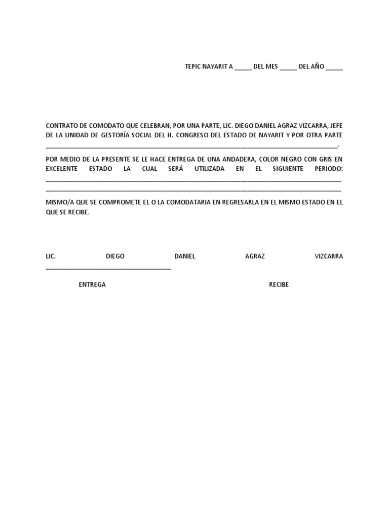 Oficio de Comodato | PDF