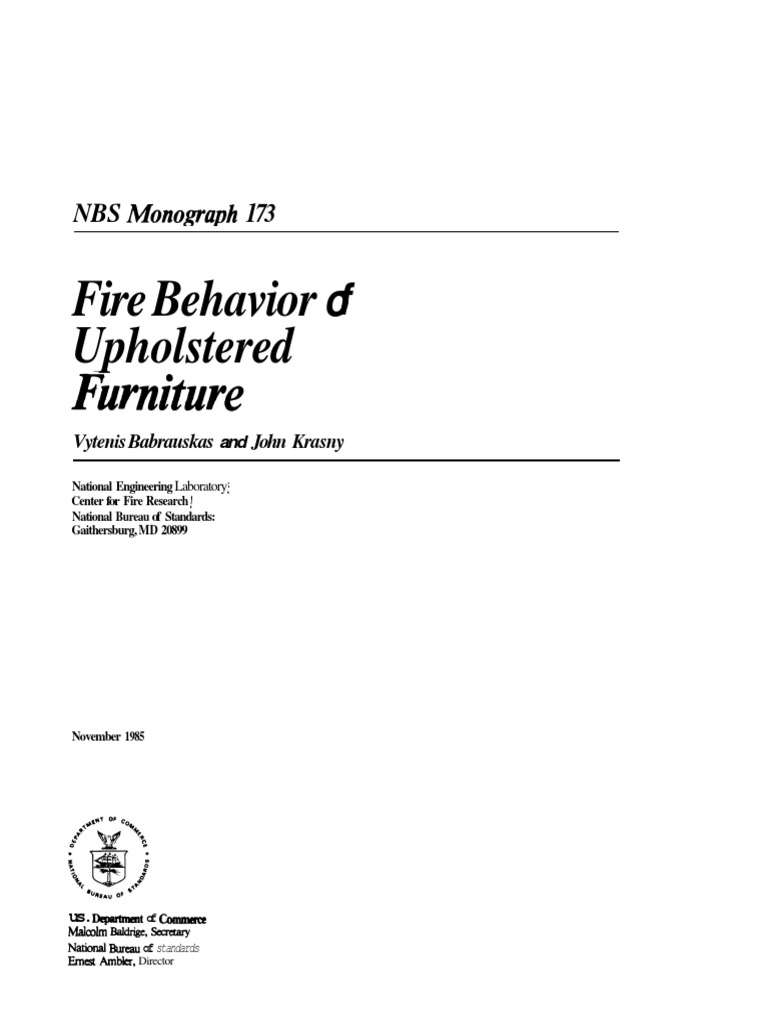 Fire Behavior Upholstered: NBS Monograph 173 | PDF | Combustion ...