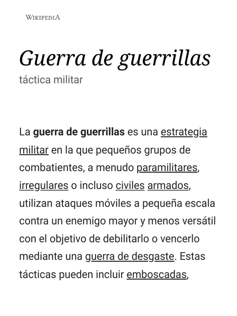 Guerra de Guerrillas - Wikipedia, La Enciclopedia Libre | PDF | Guerra ...