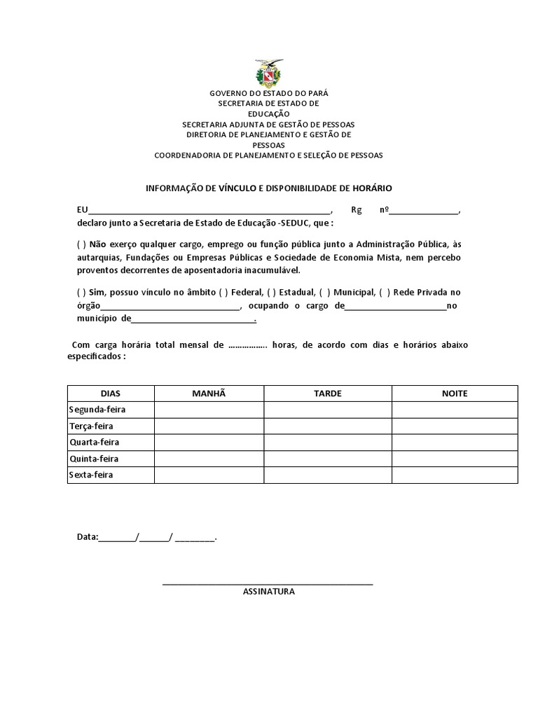 INFORMAÇÕES DE VINCULO-a4225 | PDF