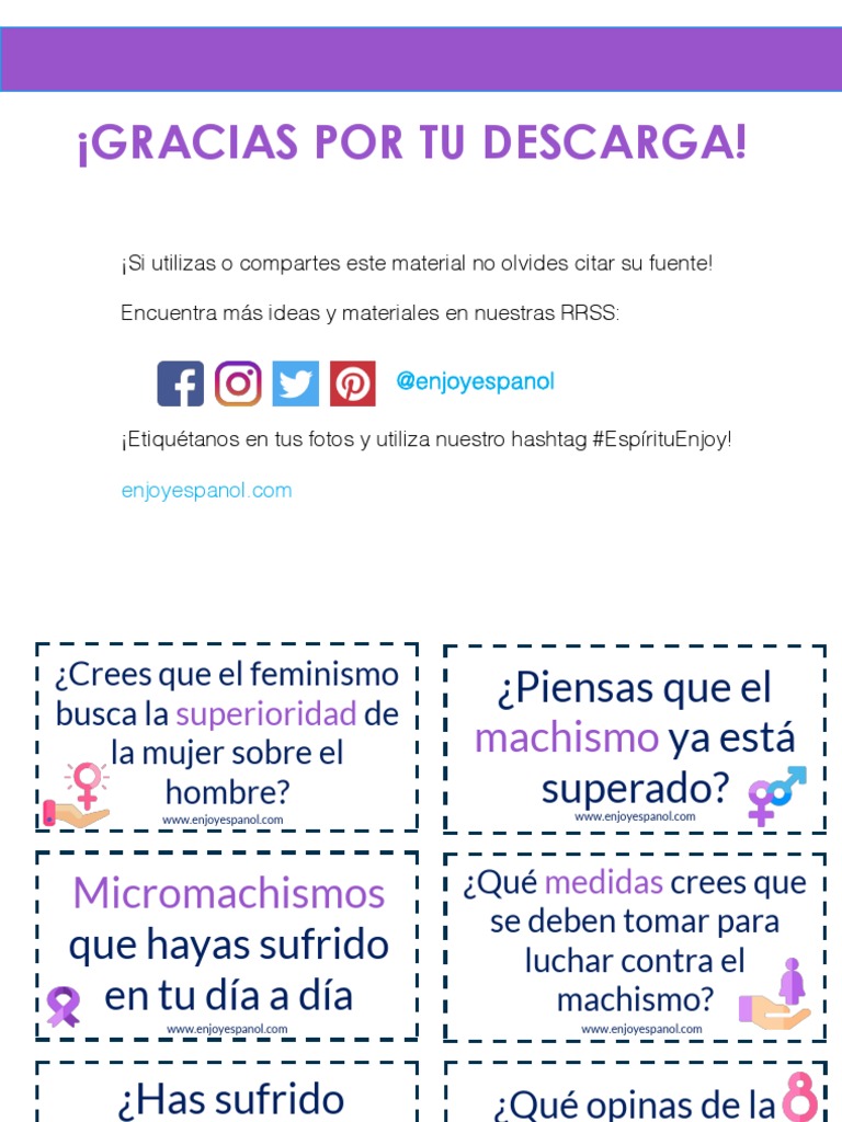 Tarjetas Conversación-Taller Feminista | PDF | Machismo | La violencia ...