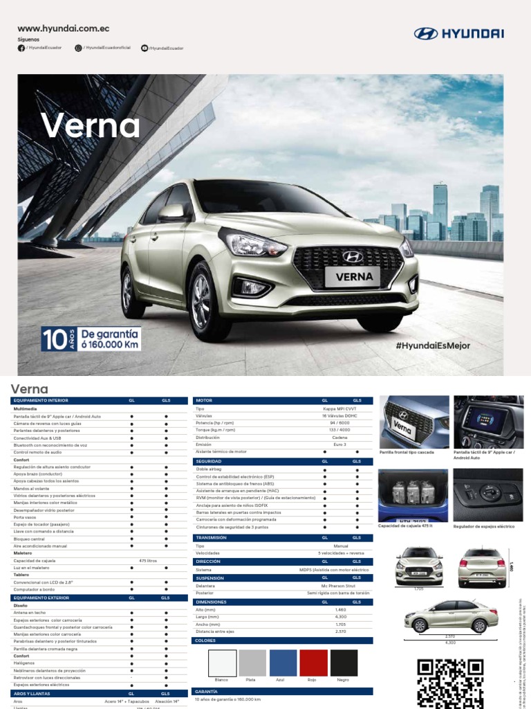 Hyundai Verna Ficha Tecnica. | PDF | Tecnología de vehículos | Bienes manufacturados