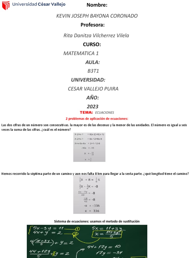 Presentación Informe Matematica 1 | PDF | Matriz (Matemáticas) | Ecuaciones