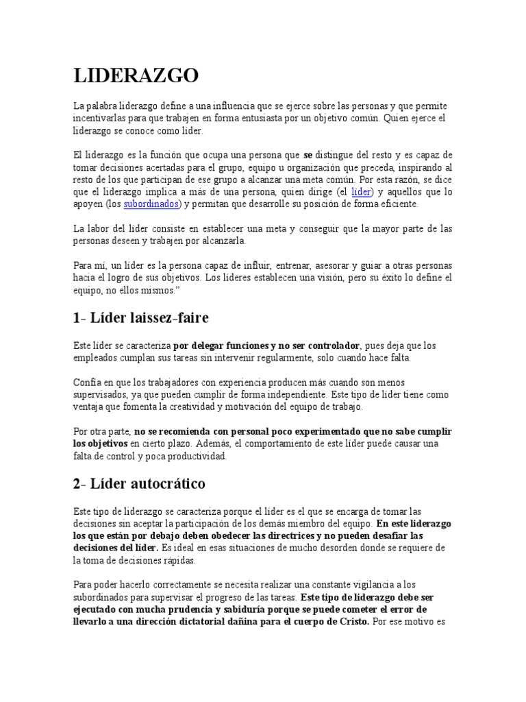 Tipos de Lideres | PDF