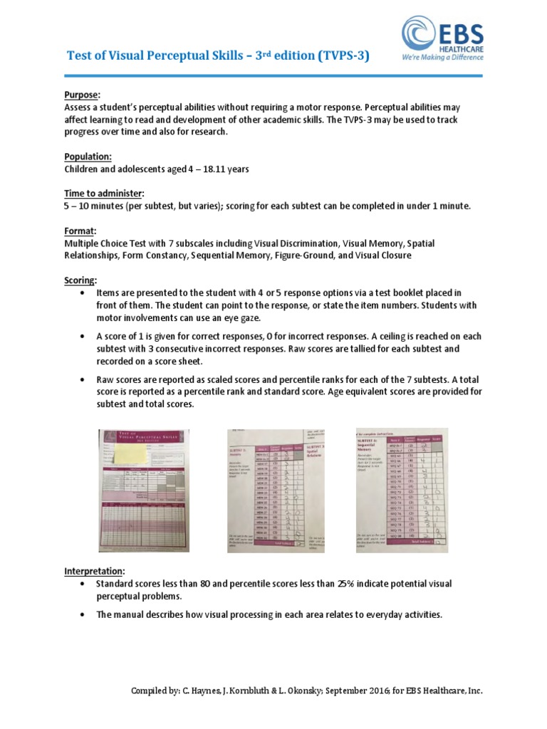 TVPS 3 Overview | Download Free PDF | Psychology | Cognition
