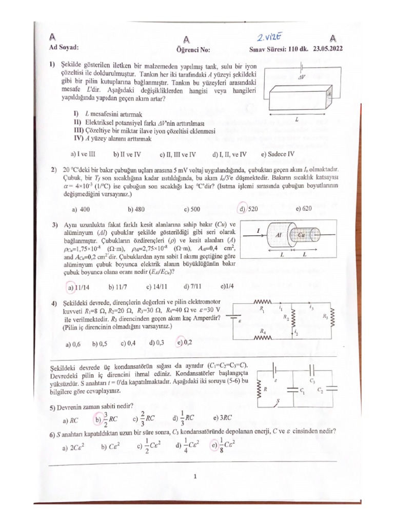 Fizik 2. Vize Ytüüüüü | PDF