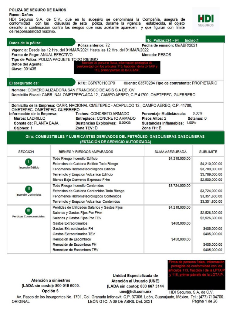 Formato de Poliza Hdi | PDF | Seguro de propiedad | Seguro