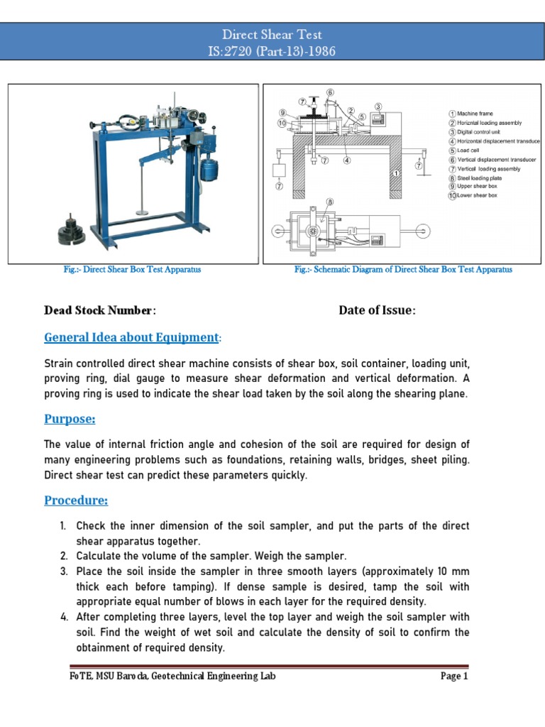 Direct Shear Box Test Manual | PDF