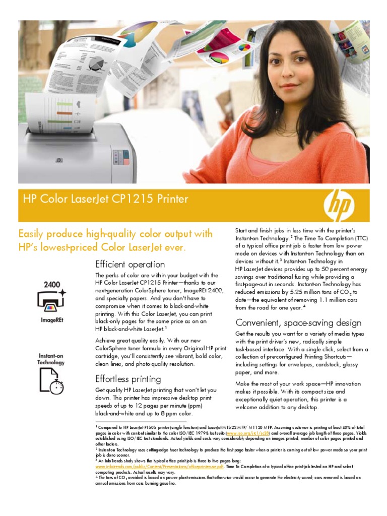 HP Color LaserJet CP1215 Specs | Download Free PDF | Printer (Computing) | Computer Hardware