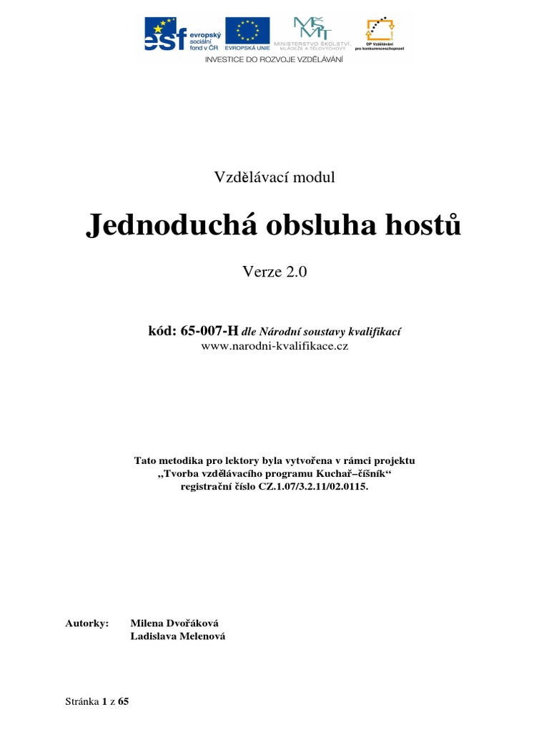 Jednoduchá Obsluha Hostů: Vzdělávací Modul | PDF