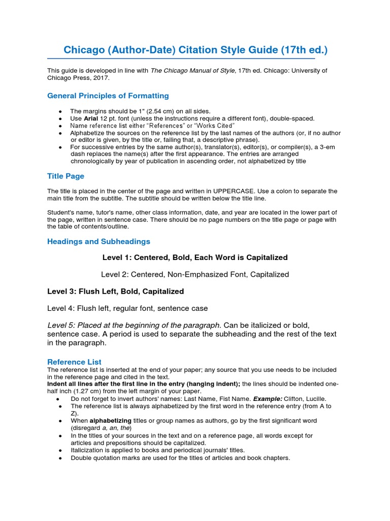 5) Chicago - Author-Date - Citation - Style - Guide | PDF | Written ...