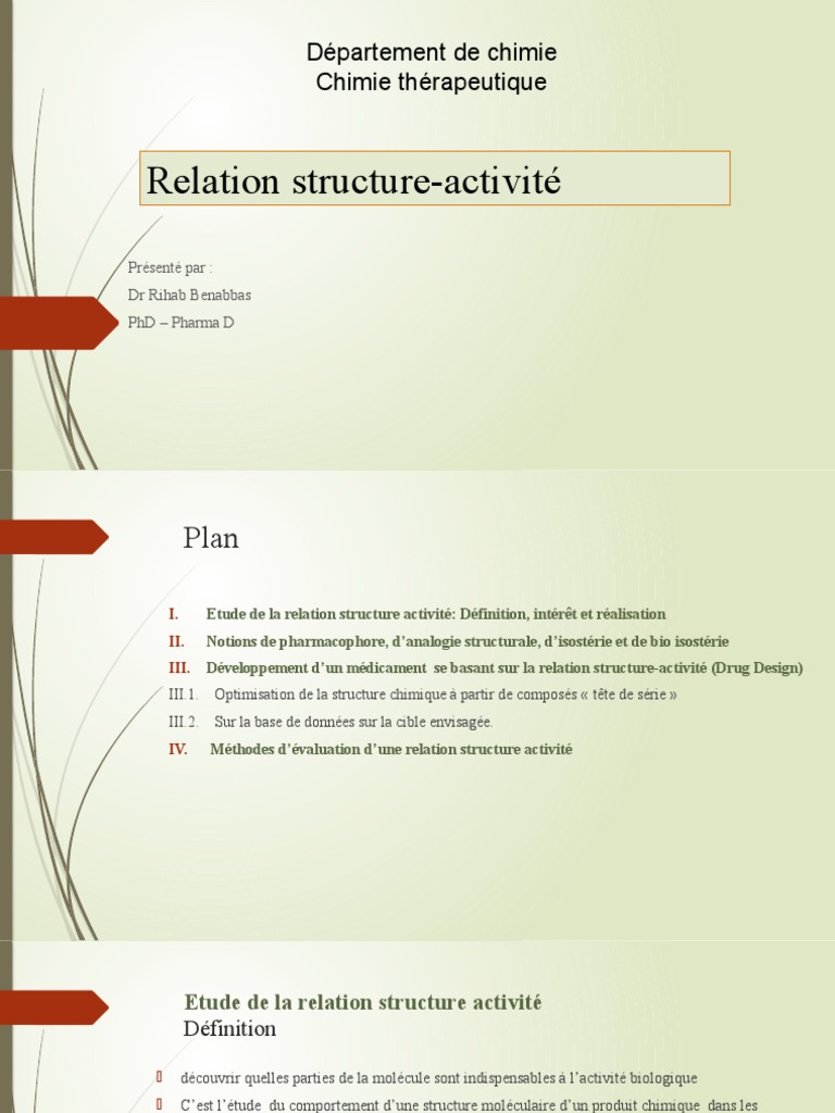 Relation Structure-Activité | PDF | Relation quantitative structure à ... Relation Structure-Activité | PDF | Relation quantitative structure à ...