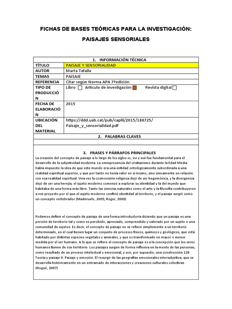 Fichas-Teoricas Final | Descargar gratis PDF | Paisaje | Percepción
