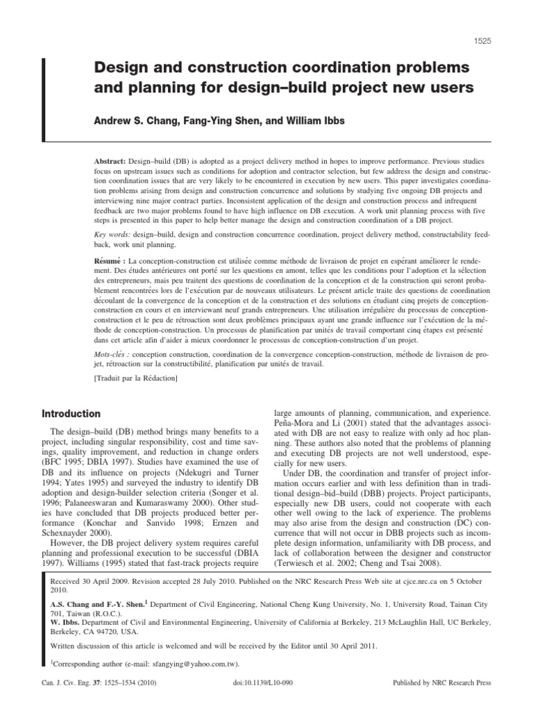 Design-Build Project Coordination | PDF | Systems Theory | Academic ...