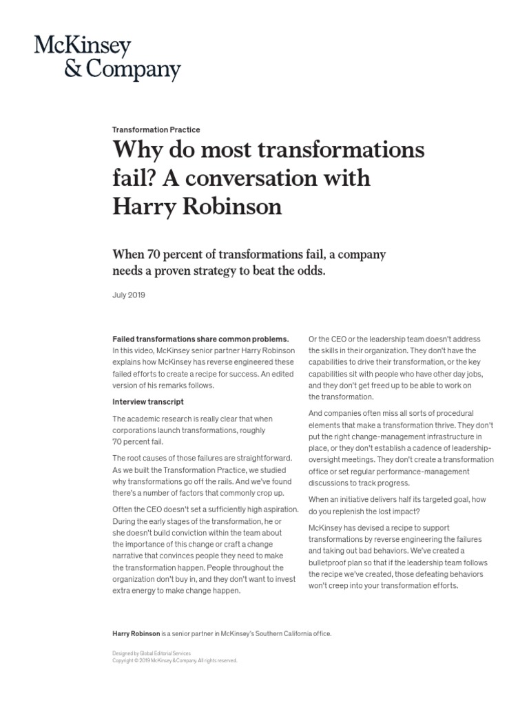 Why Do Most Transformations Fail? A Conversation With Harry Robinson ...