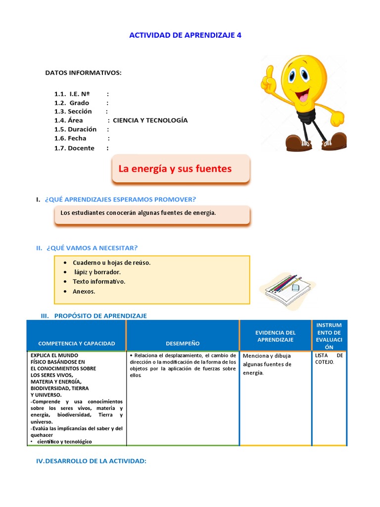 Fuentes de Energía para Niños de Primaria | PDF | Energía renovable ...