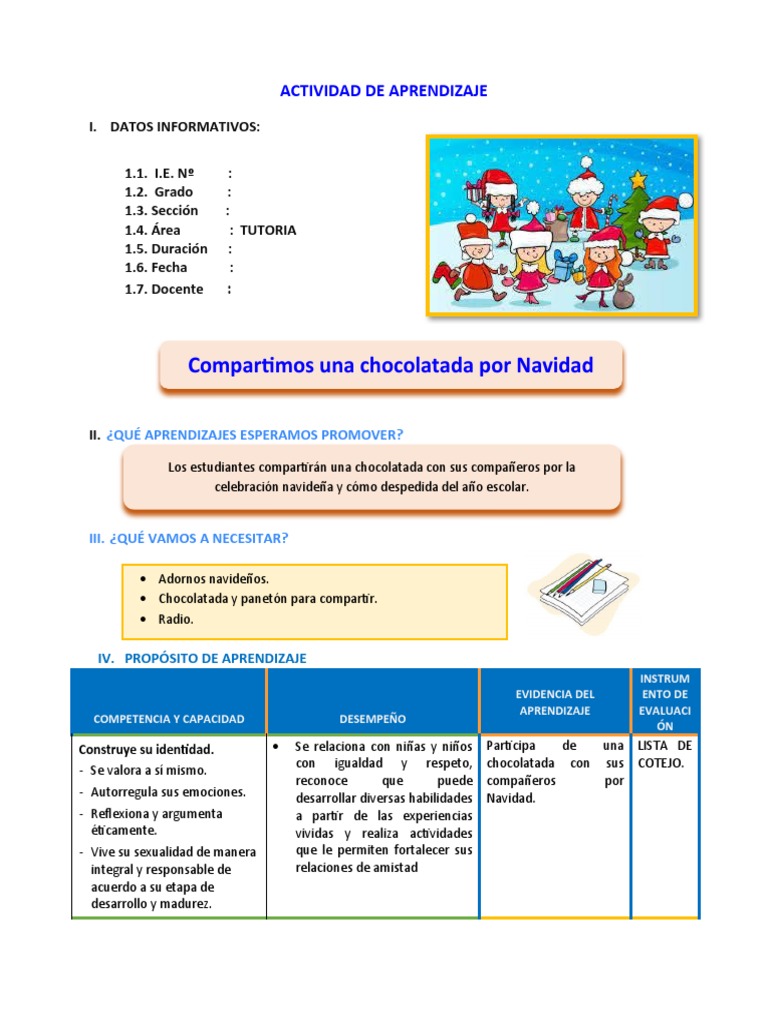 SESION Compartimos Una Chocolatada Por Navidad | PDF | Navidad | Evaluación