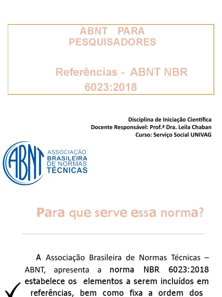 AULA - SLIDES NBR - 6023 - Referências | PDF