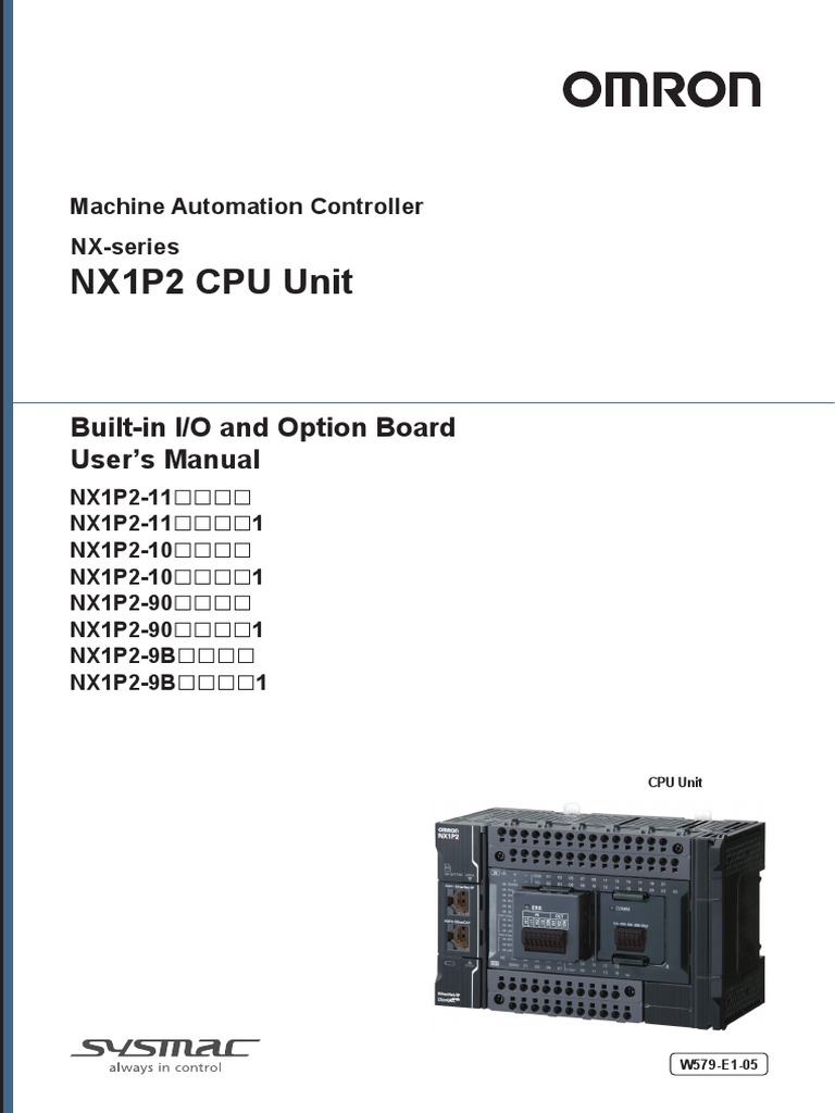 NX1P2 CPU Unit: Built-In I/O and Option Board User's Manual | PDF | Input/Output | Computer Terminal
