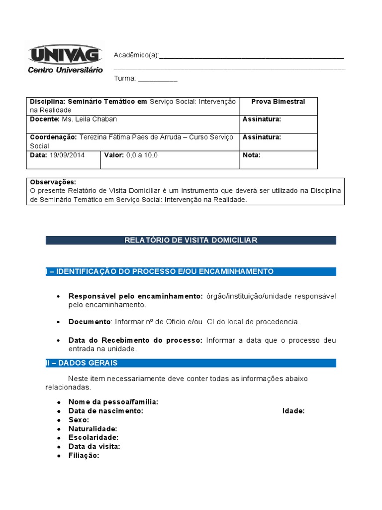 Modelo de Relatório Social | PDF | Economia | Família