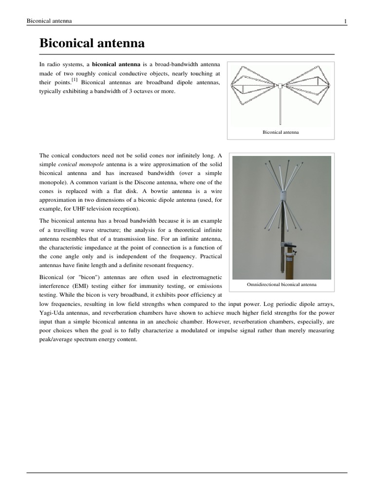Biconical Antenna Overview and Uses | PDF