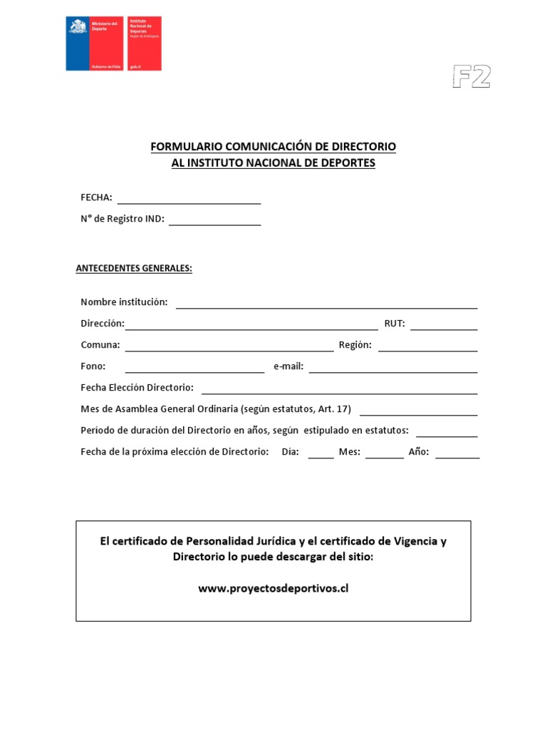 Formulario Renovacion Directorio - F2 | PDF | Gobierno