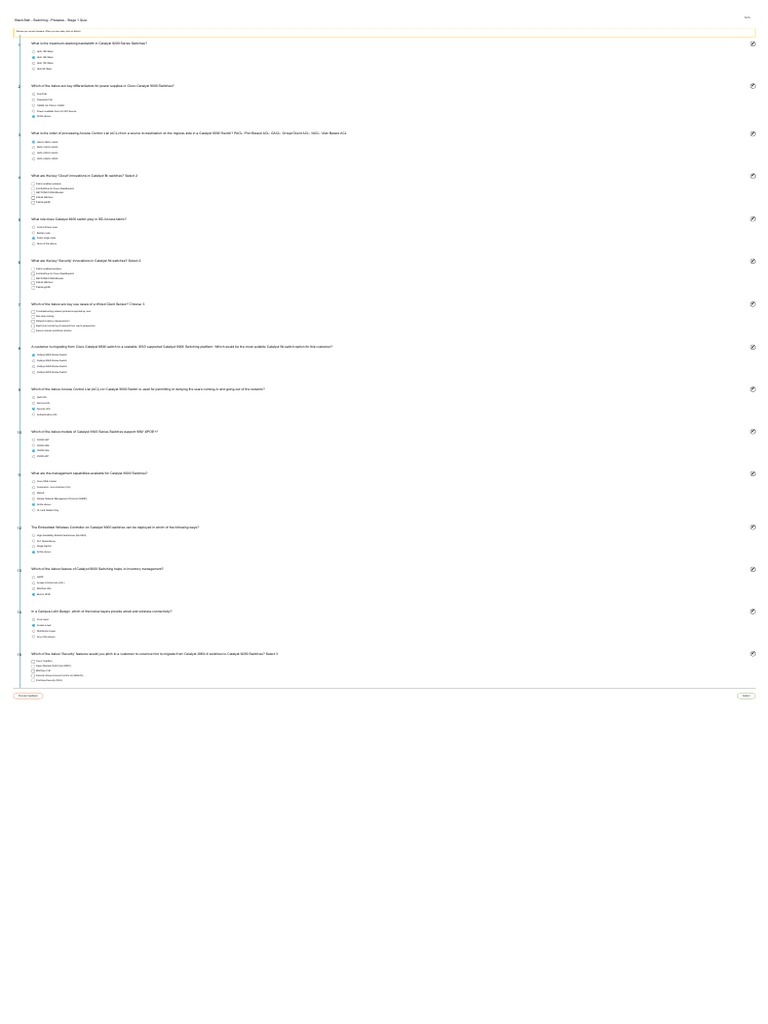 Black Belt - Switching - Presales - Stage 1 Quiz | PDF | Network Switch | Telecommunications