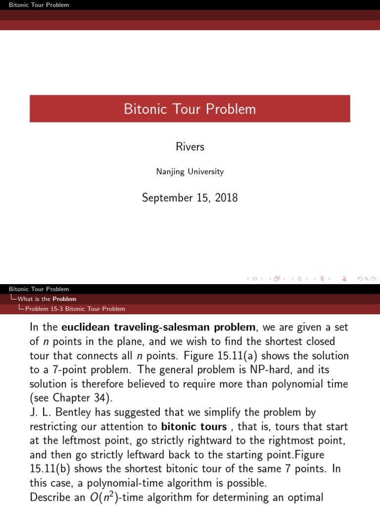 Optimal Bitonic Tour Algorithm | PDF | Time Complexity | Computational ...