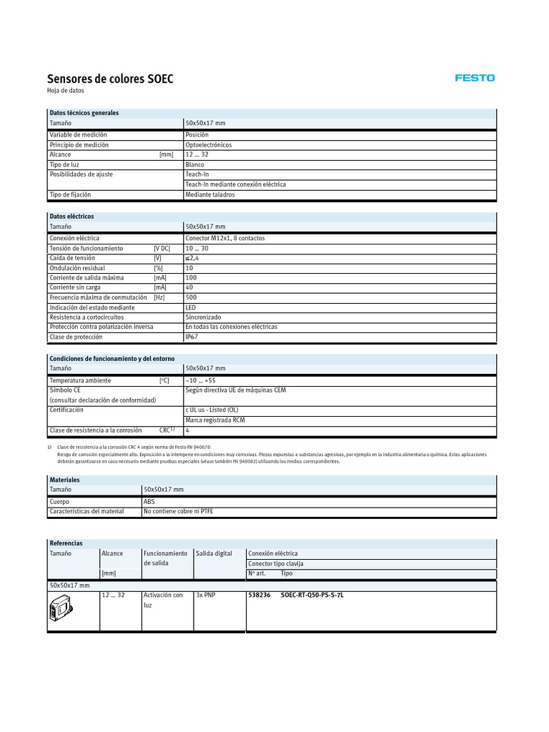Sensor Color Soec Festo | PDF | Electromagnetismo | Ciencia de los ...