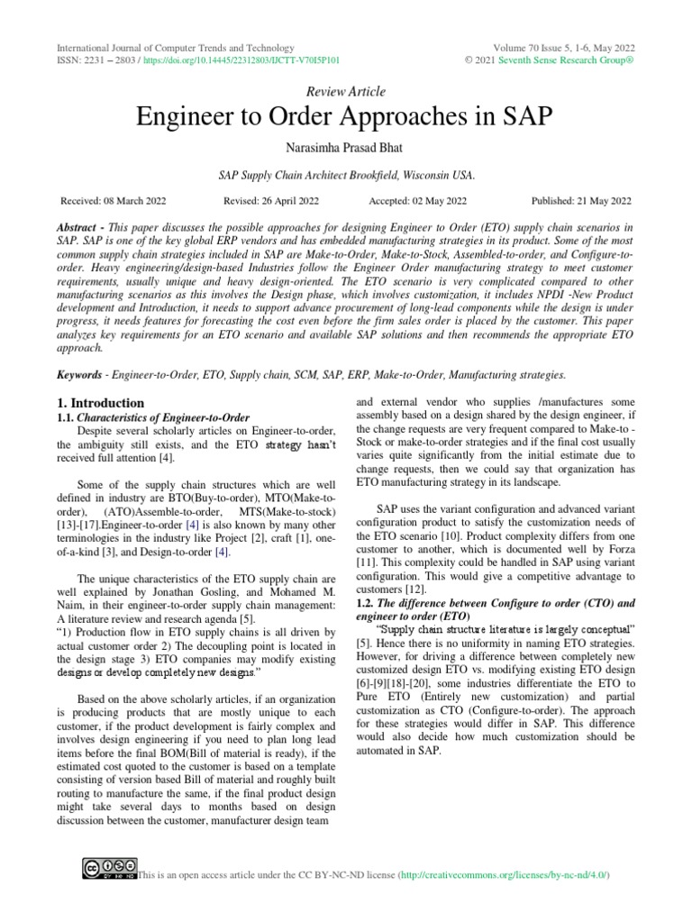 Engineer To Order Approaches in SAP | PDF | Product Lifecycle | Economies