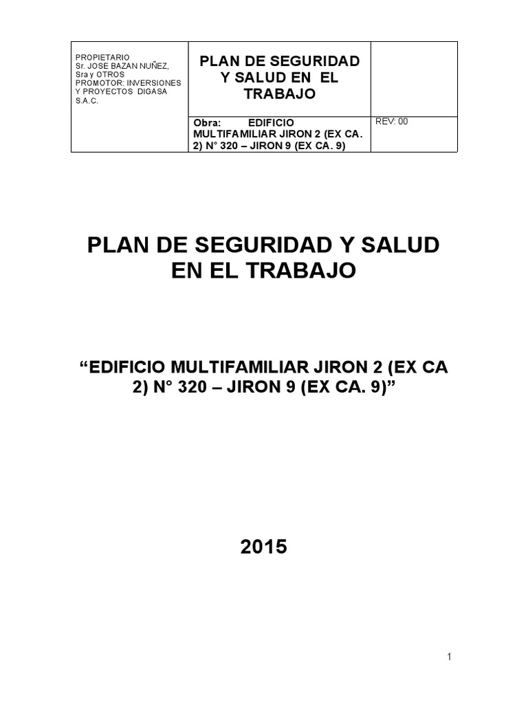 Plan de Seguridad y Salud en El Trabajo | PDF | Calidad (comercial) | Seguridad y salud ocupacional