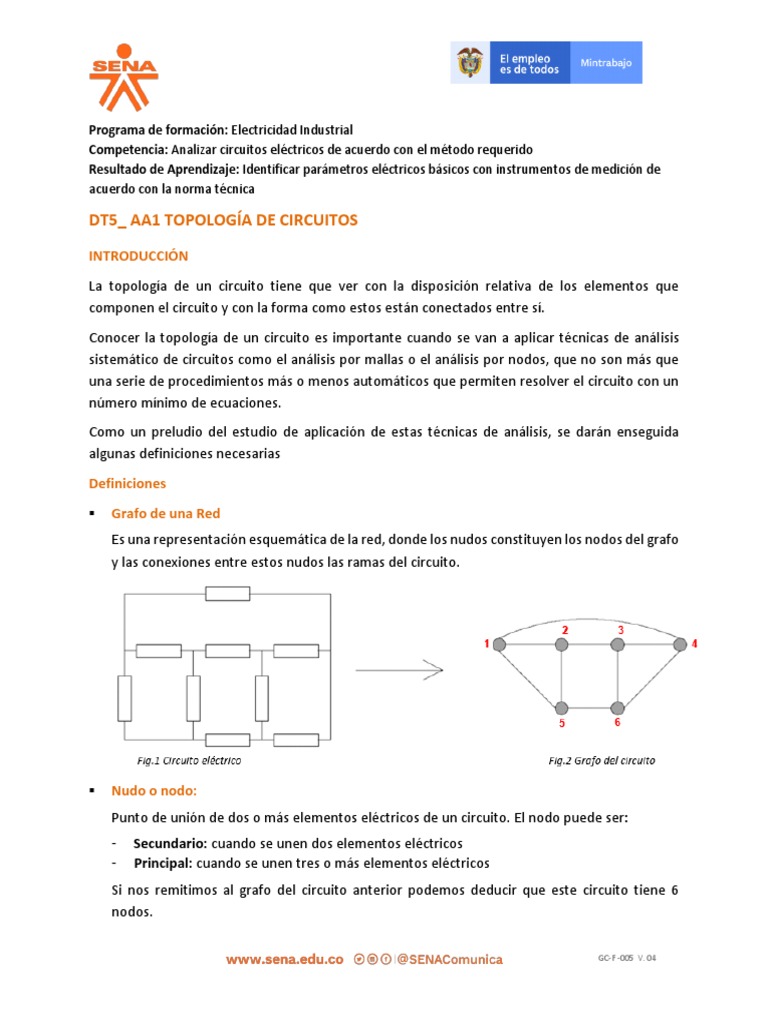 DT - Topología de Circuitos | PDF | Red eléctrica | Corriente eléctrica