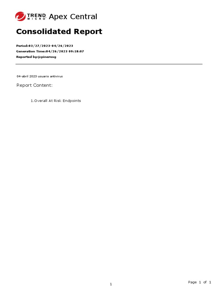 Consolidated Report: Apex Central | PDF