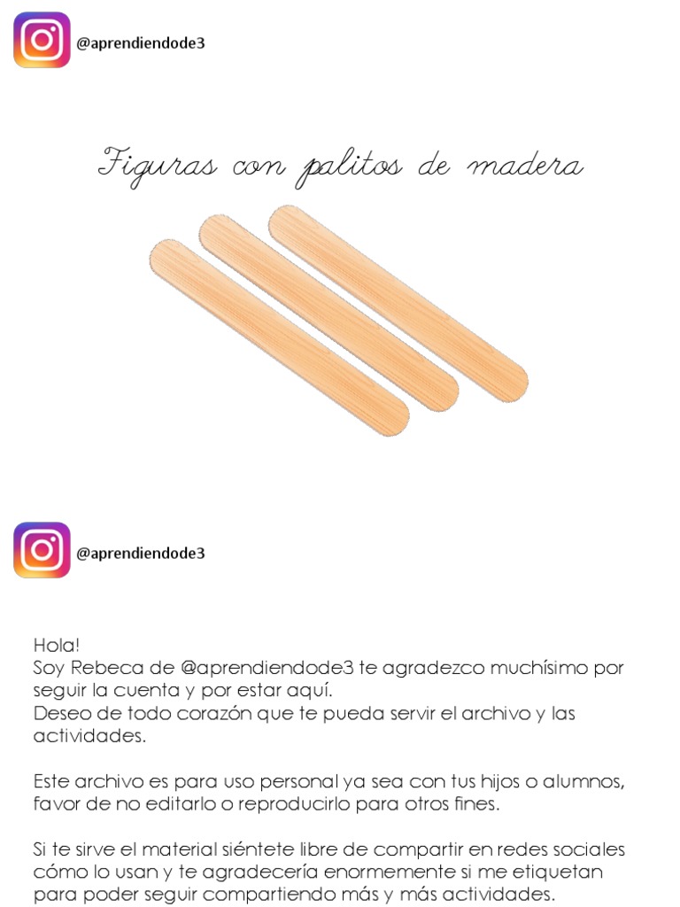 Figuras Con Palitos de Madera - Aprendiendode3 | PDF