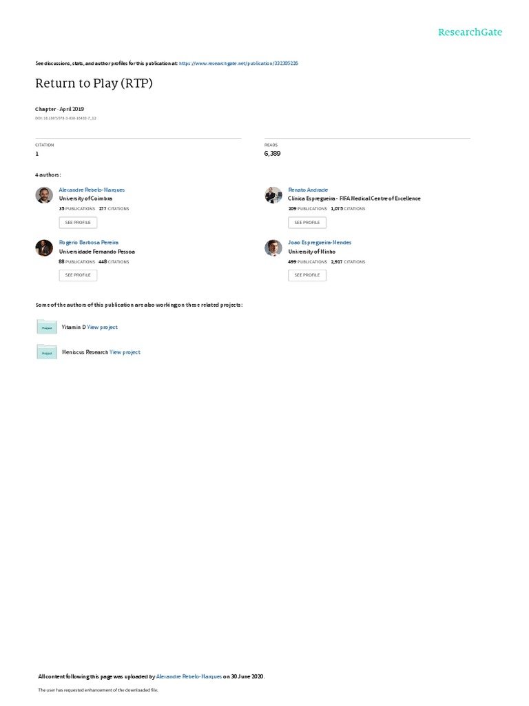 Returnto Play RTP | PDF