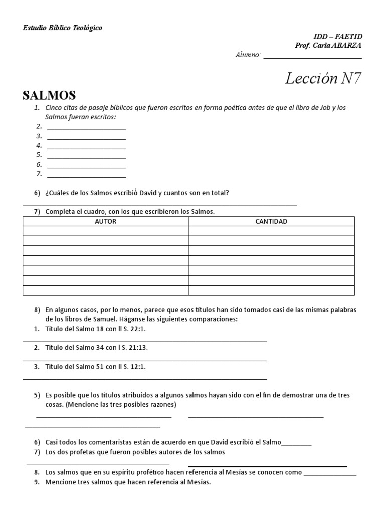 Lección n7 ACTIVIDADES | PDF | Isaias | Salmos