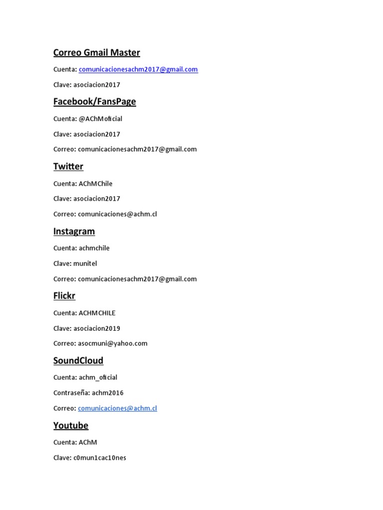 Correo Gmail Master: Comunicaciones@achm - CL | PDF