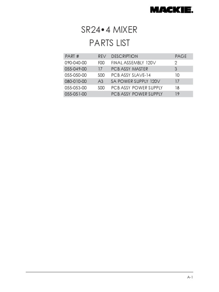 SR24 - 4 MIXER Parts List | PDF