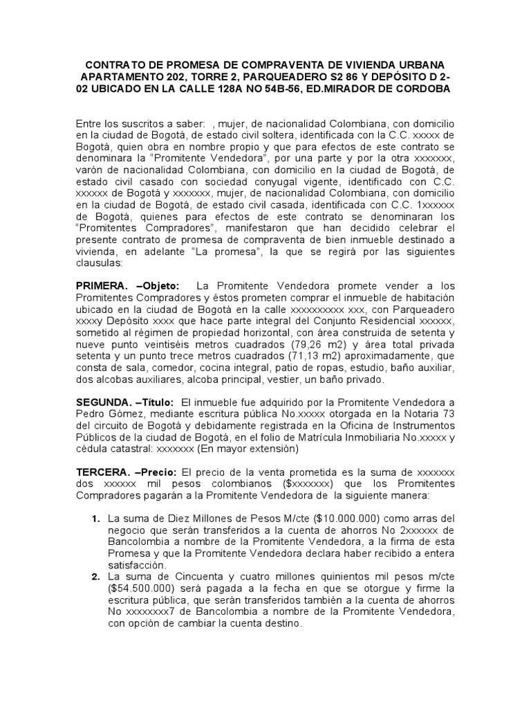 Contrato de Promesa de Compraventa | PDF | Ley común | Justicia