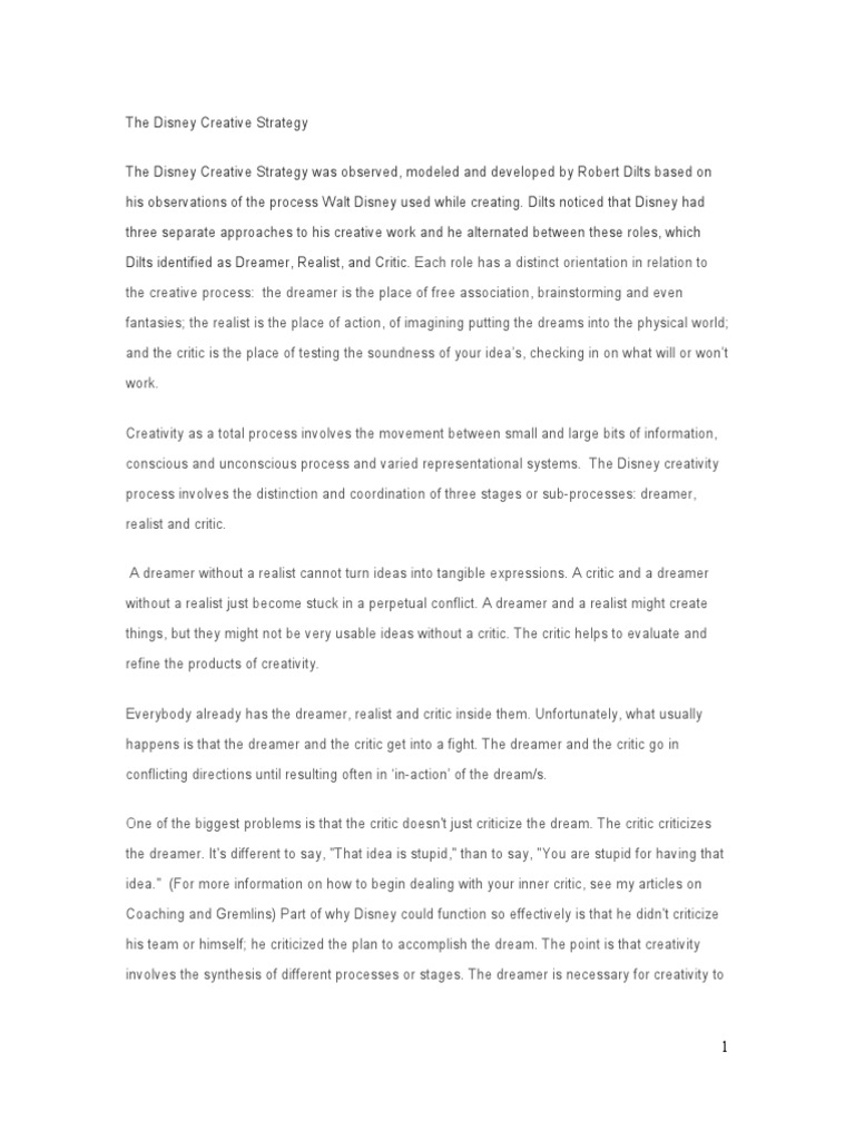 Disney Creative Strategy | PDF | Dream | Creativity
