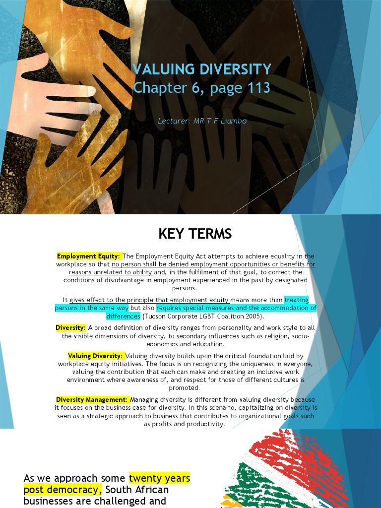 Lecture 3 Valuing Diversity | PDF | Multiculturalism | Employment