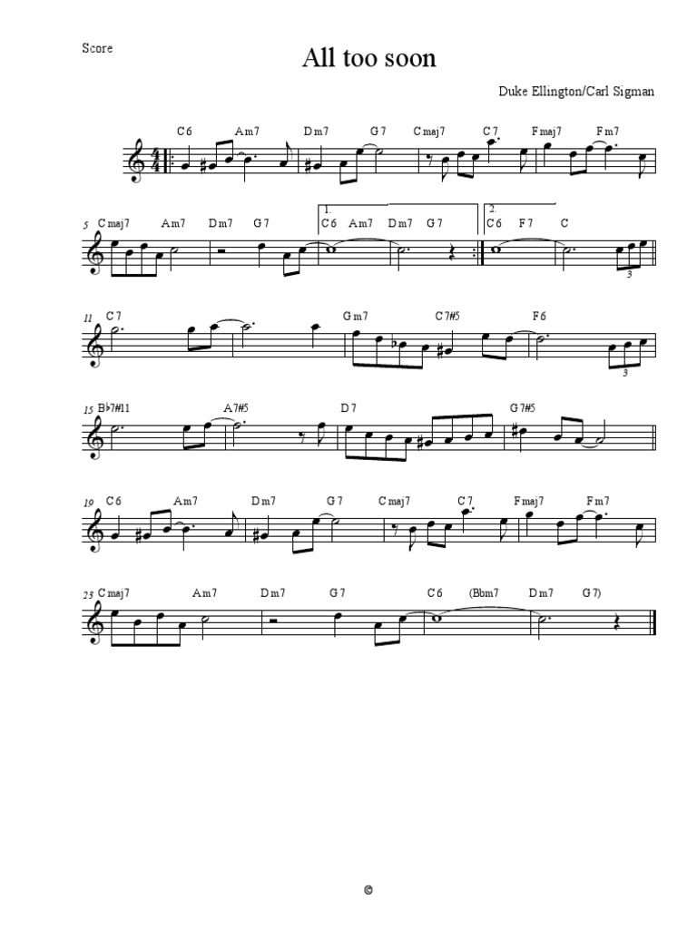 All Too Soon: Score | PDF
