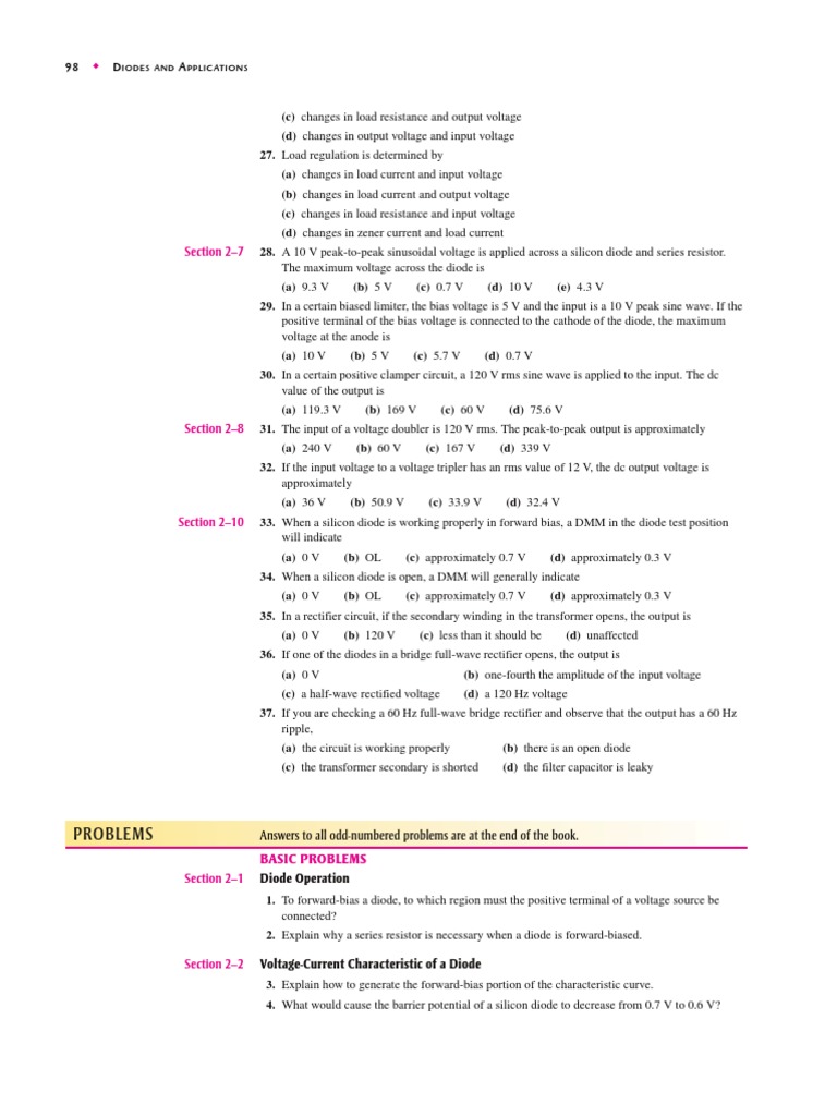 Electronic Devices 9th Edition - CHP 2 Basic Problems | PDF | Rectifier | Diode