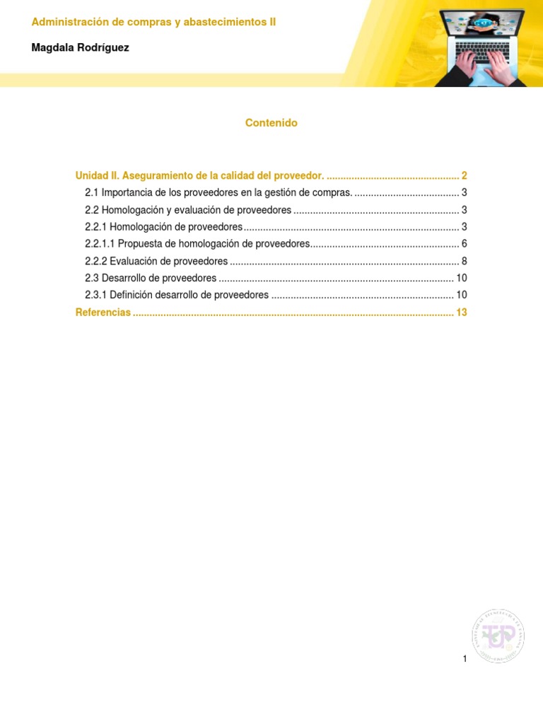 Magdala Rodríguez: Administración de Compras y Abastecimientos II | PDF | Calidad (comercial ...