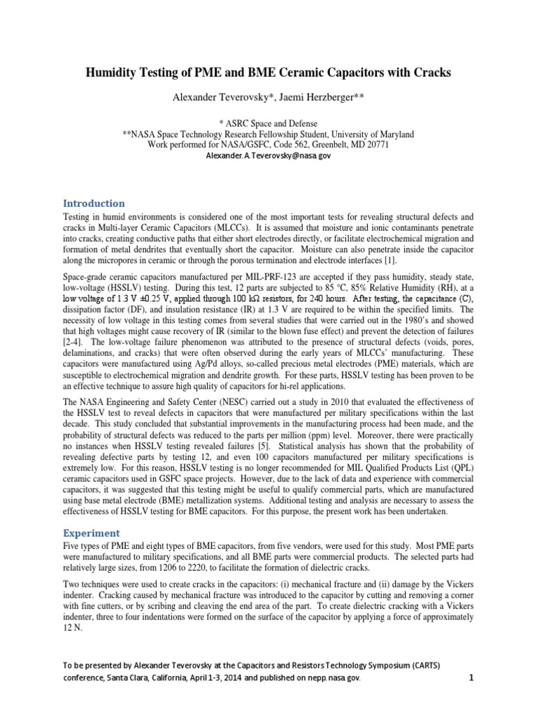 Humidity Testing of PME vs. BME Capacitors | PDF | Capacitor | Scanning ...